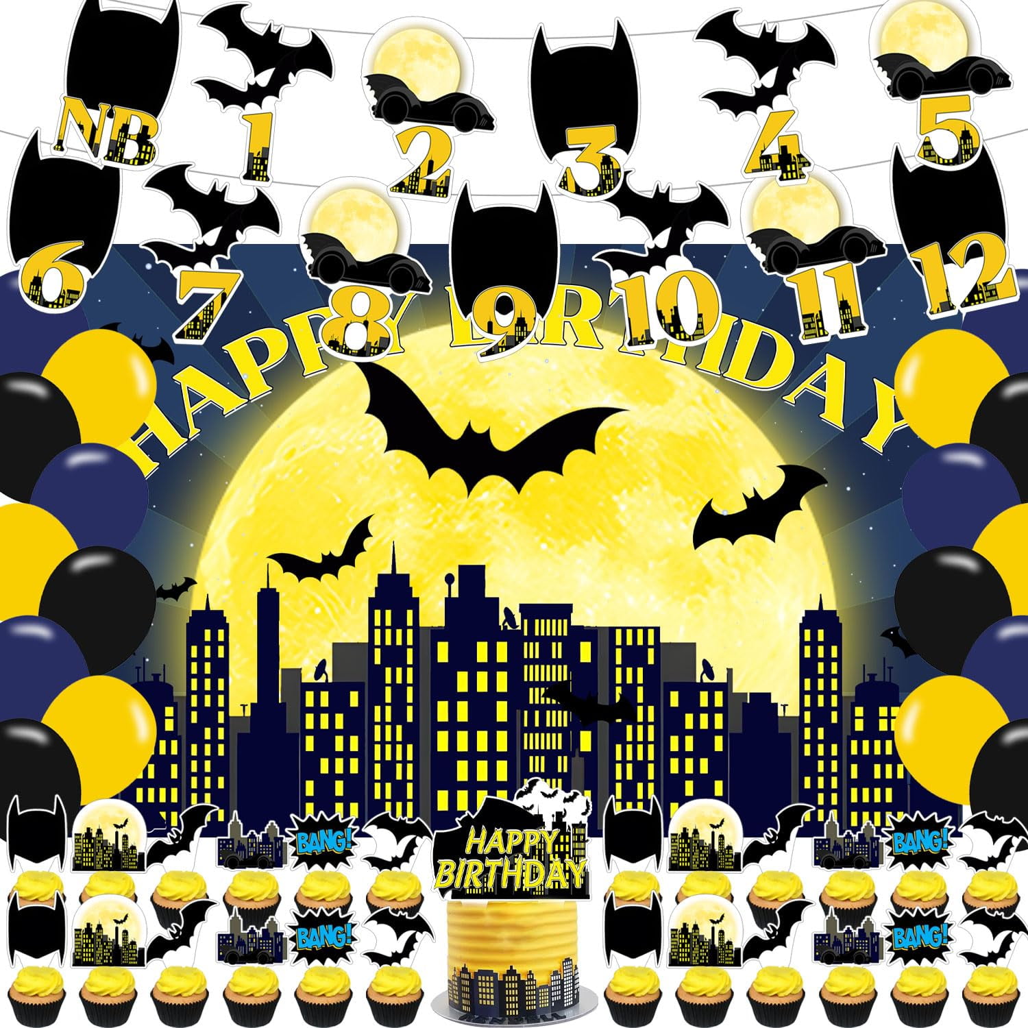 Bat Hero Birthday Party SSF20 Decoration, Bat Hero Man Happy Birthday ...