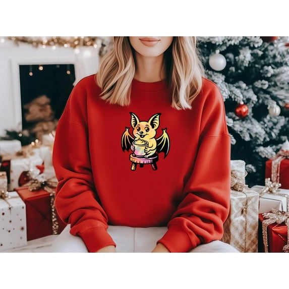 Bat Holding Pumpkin Spice Latte Funny Autumn Quote Sweatshirt, up to ...