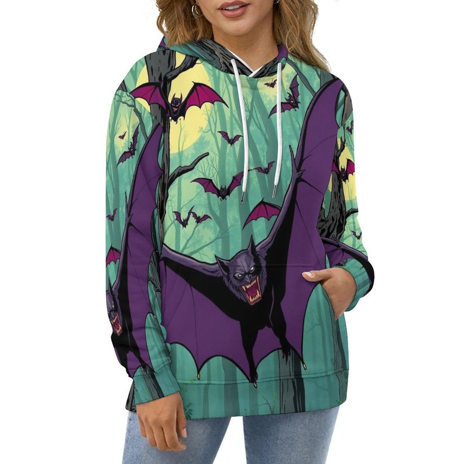 Bat Hoodies Classic Oversized Pullover Hoodie Female Long Sleeve Pretty ...