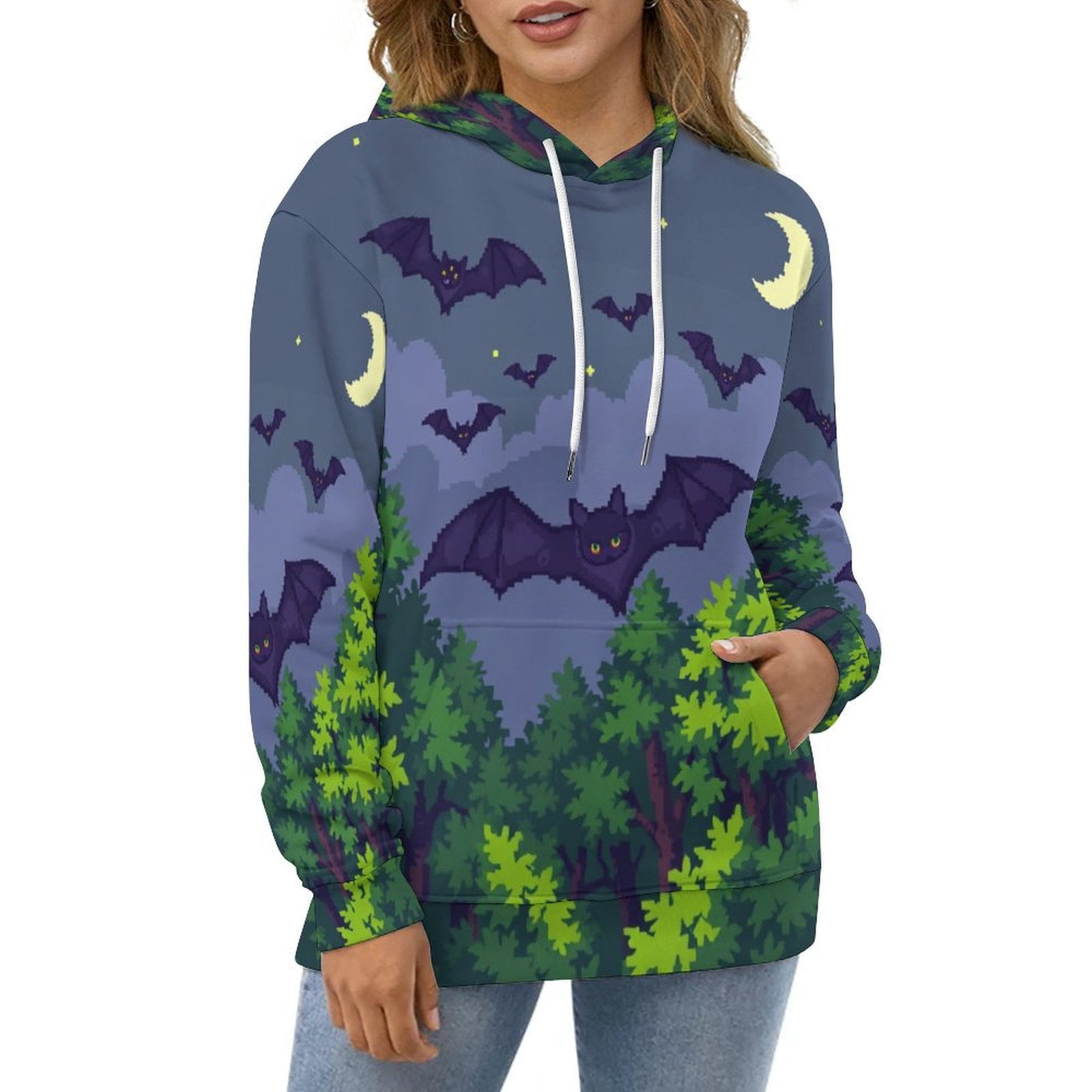 Bat Hoodies Classic Oversized Pullover Hoodie Female Long Sleeve Pretty ...