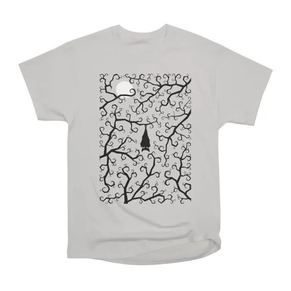 Bat In The Night Full Moon Trees With Bat Hanging T-Shirt Tee Gift For ...