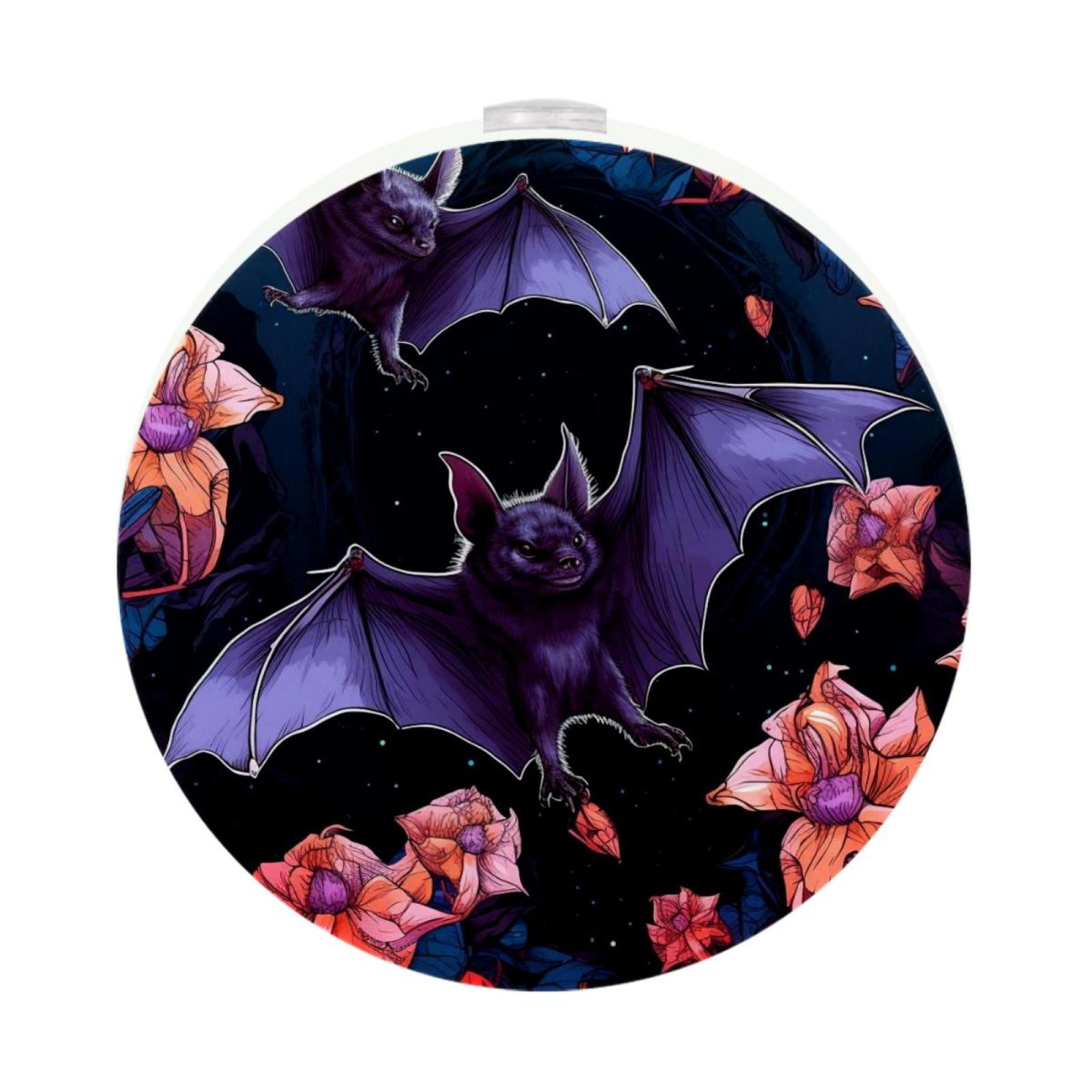 Bat LED Round Night Light - 2 Pack, Plug-in Motion Sensor Wall Lamp for ...