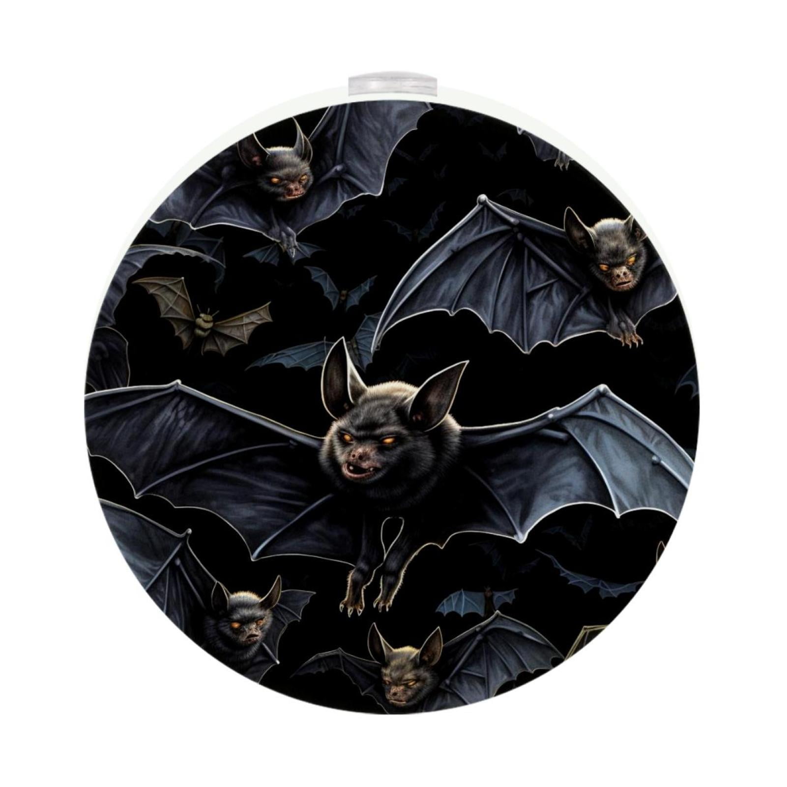 Bat LED Round Night Light-2PCS, Dimmable Plug-in Circle Wall Lamp with ...