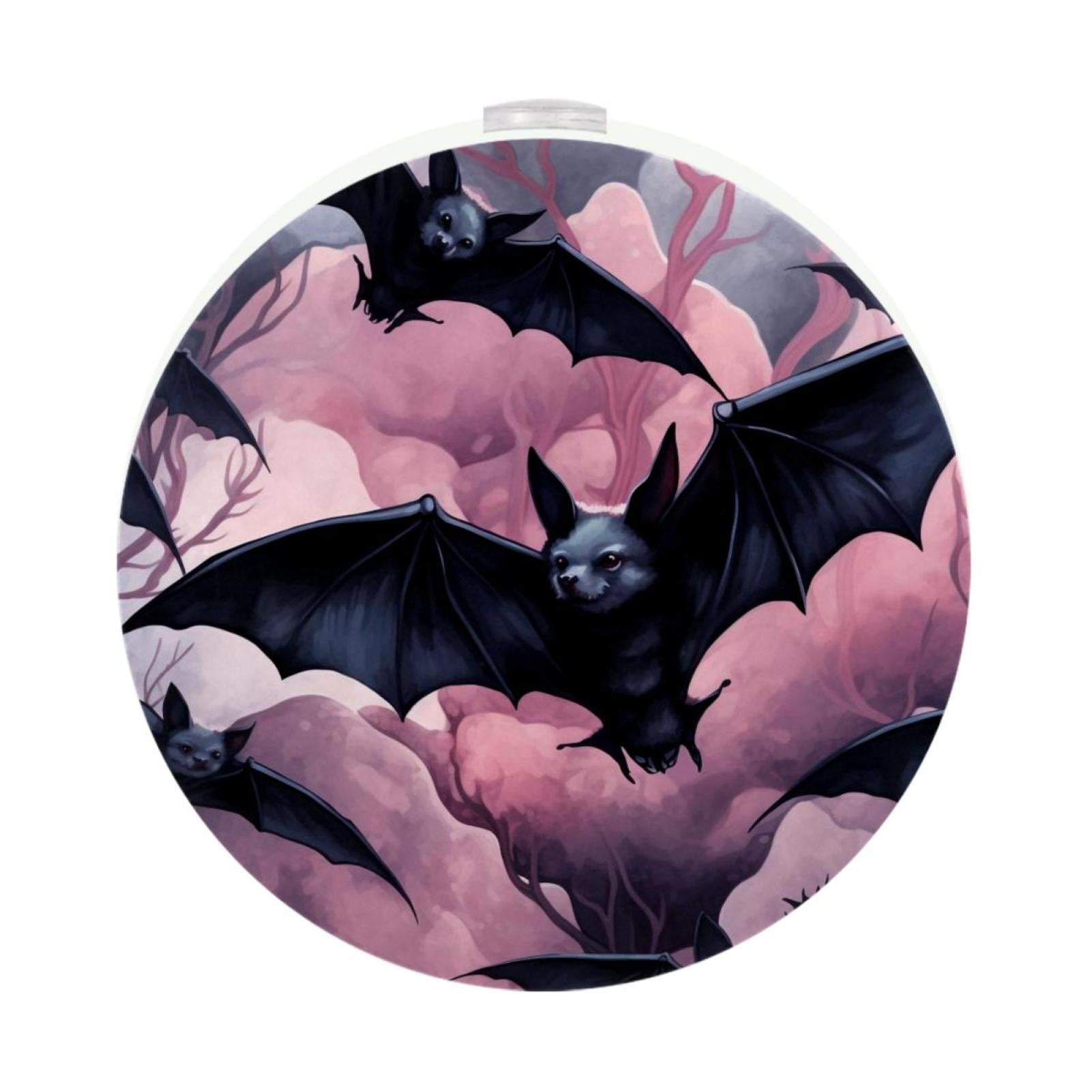 Bat LED Round Night Light - 2PCS, Dimmable Plug-in Nightlight with ...