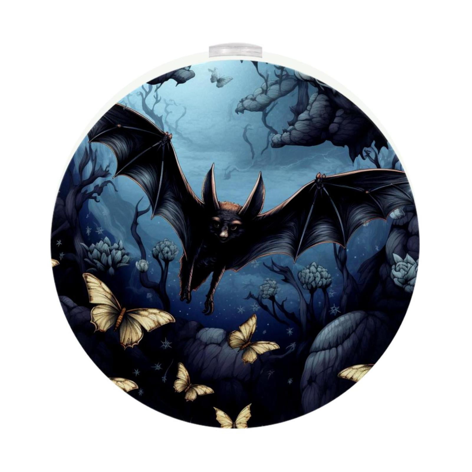Bat LED Round Night Light-2PCS, Dimmable Plug-in Wall Lamp with Dusk to ...