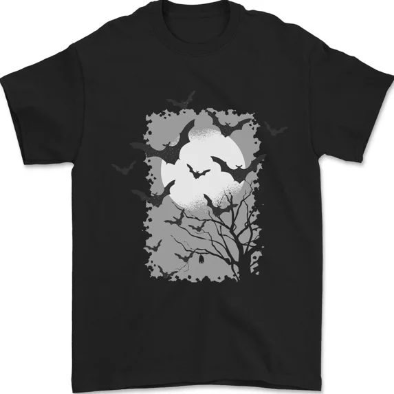 Bat Landscape Full Moon Night Haunted Theme Horror Scene Unisex T-Shirt ...