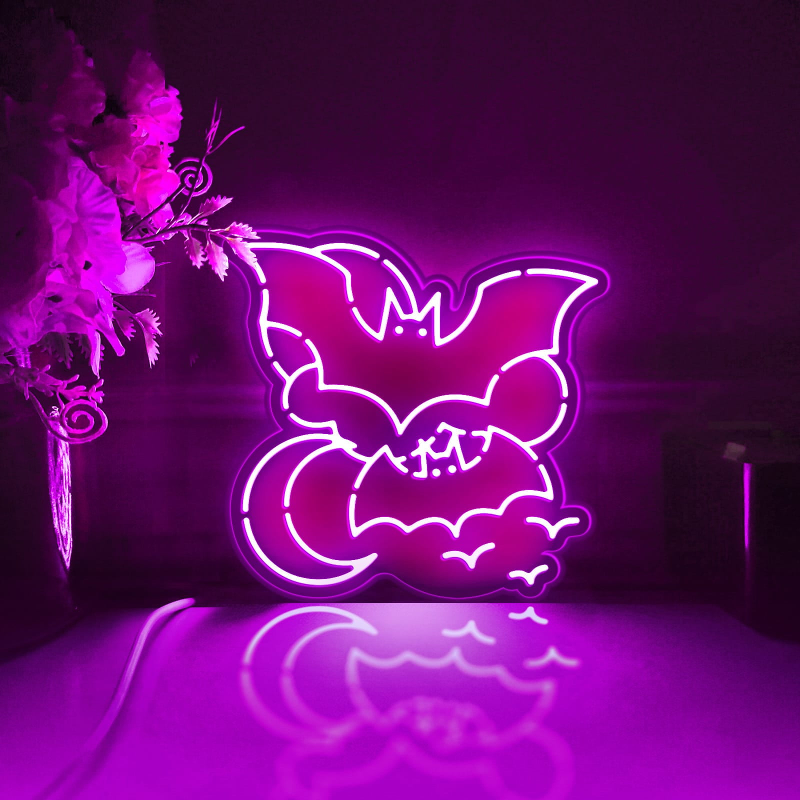 Bat Led Light Box, Dimmable Neon-Like Light Signs USB Power for Wall ...