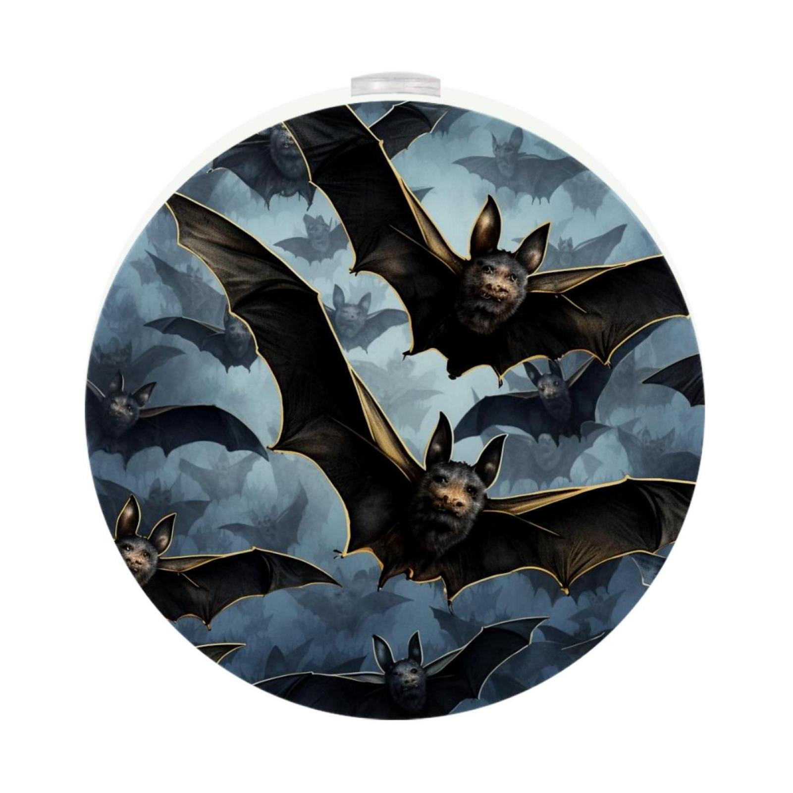 Bat Led Round Night Light-2pcs Set, Battery Powered Mini Portable Soft ...