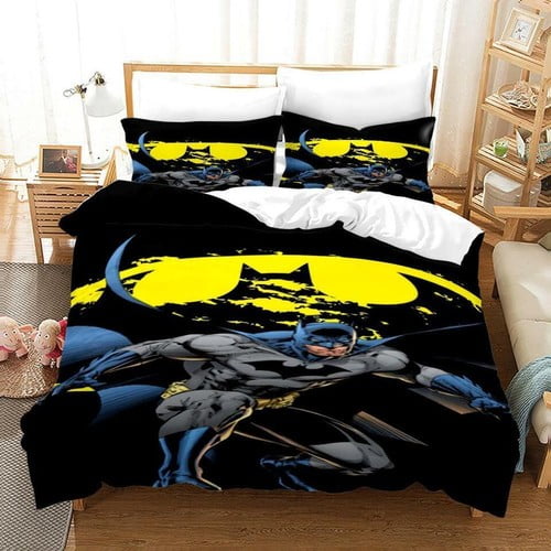 Bat-Man Bedding Set Cartoon 1 Bat-Man Duvet Cover with 2 Pillow Sham ...