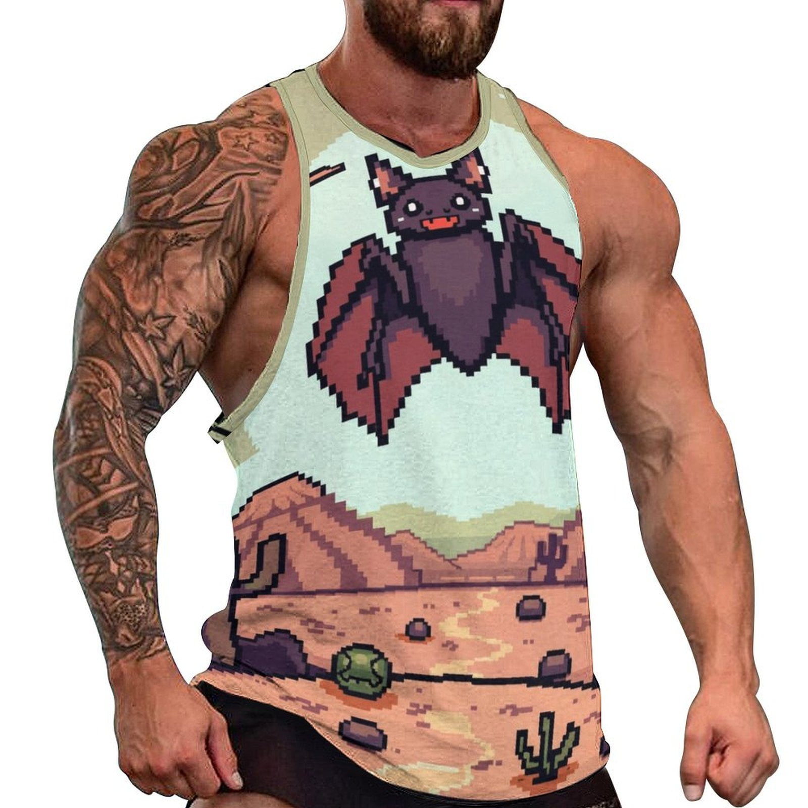 Bat Men Tops Round Collar Graphic Printed Clothes Outdoor Leisure ...