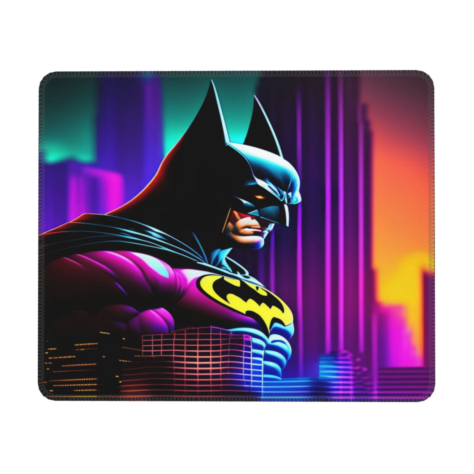 Bat-,Menn Mouse Pad Square Stitched Edges Non-Slip Rubber Washable ...