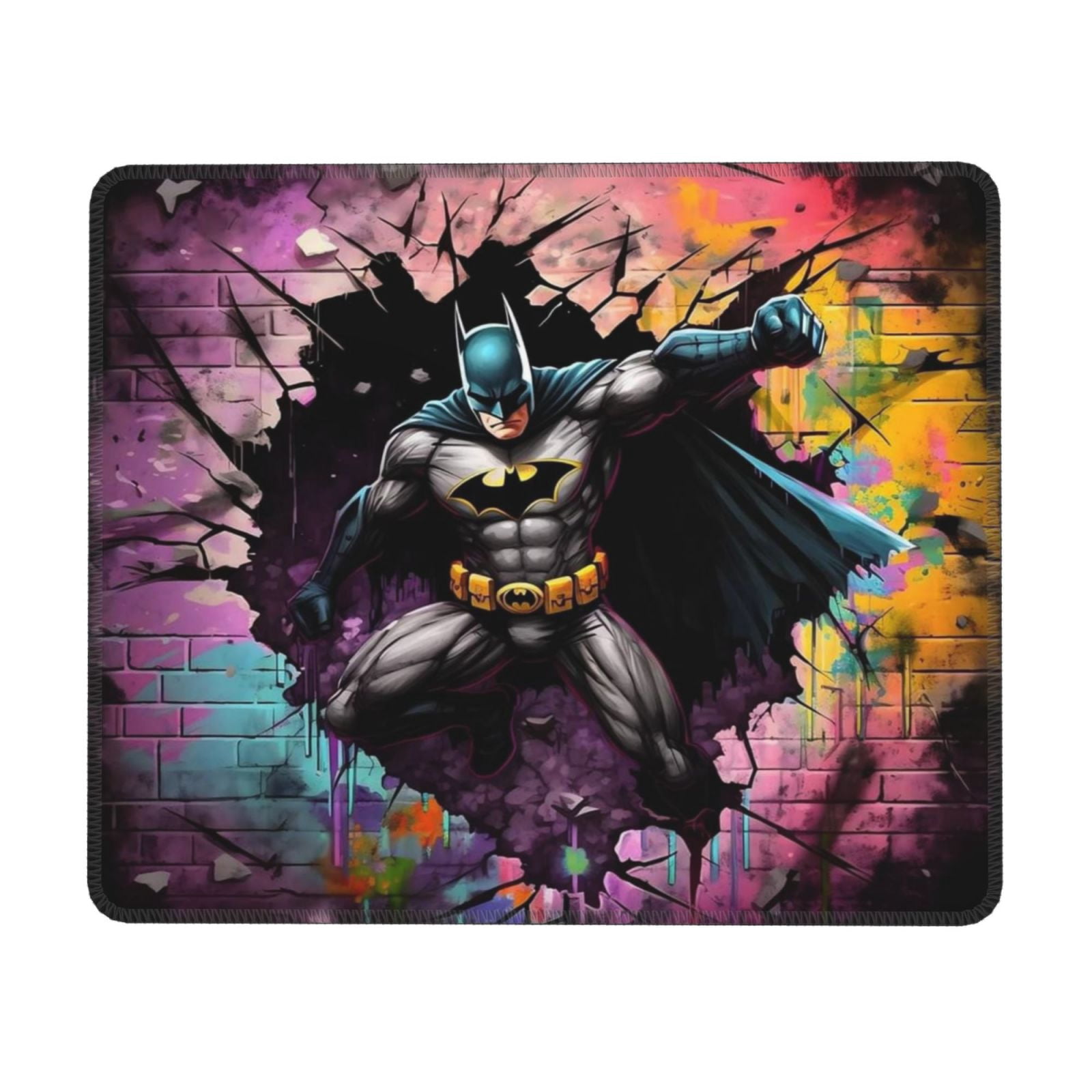 Bat-,Menn Mouse Pad Square Stitched Edges Non-Slip Rubber Washable ...