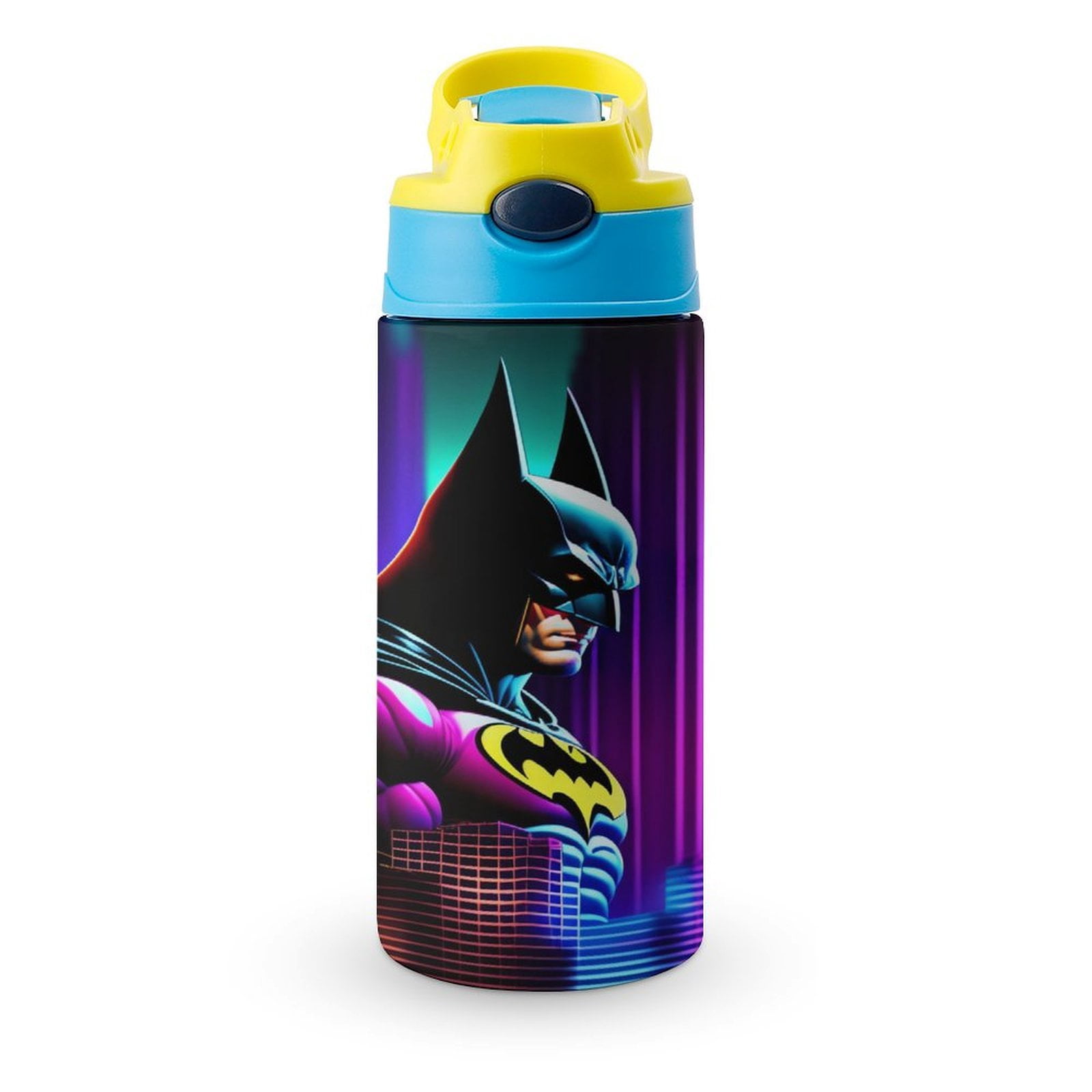 Bat-,Menn Water Bottle with Straw Lid Vacuum Insulated Stainless Steel ...