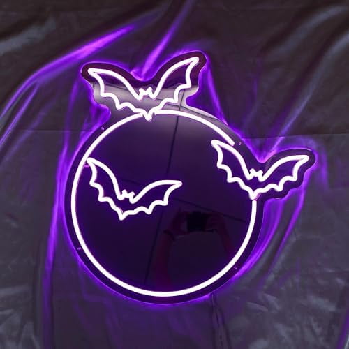 Bat Mirror Neon Sign - Gothic Home Decor for Spooky Wall Art, Witch ...