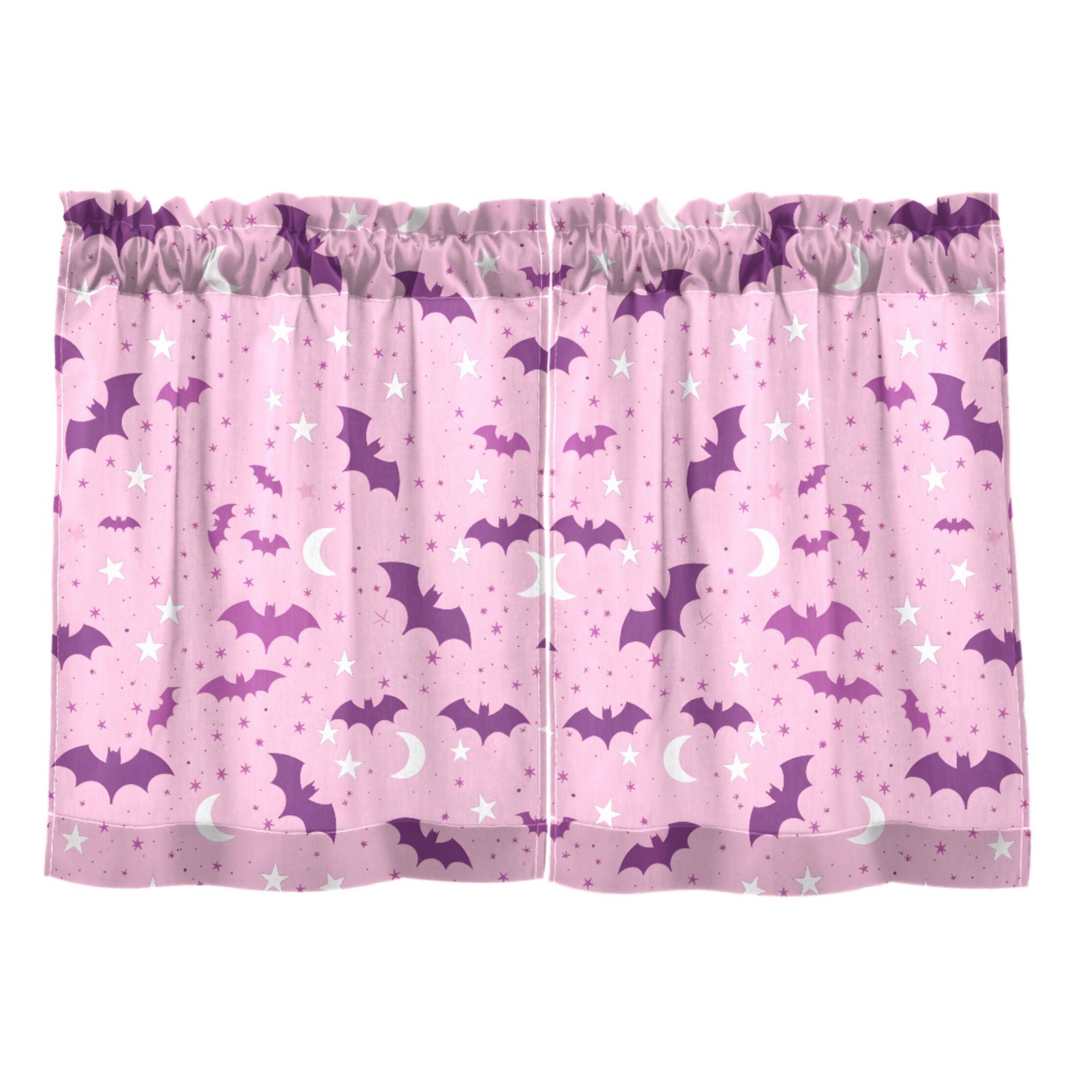 Bat Moon Pattern Tier Curtains Tier Kitchen Living Room Bedroom Balcony ...