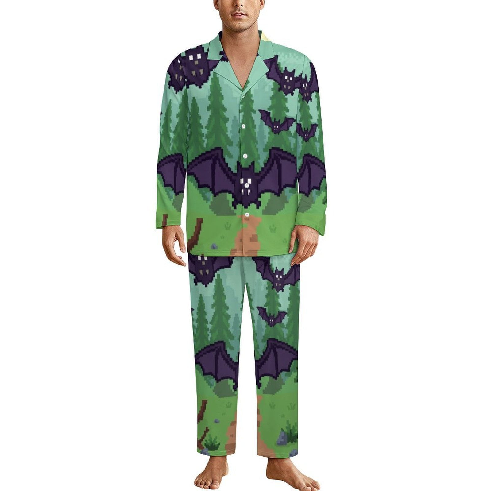 Bat Pajama Set Autumn Soft Home Sleepwear Man 2 Piece Oversize Home ...