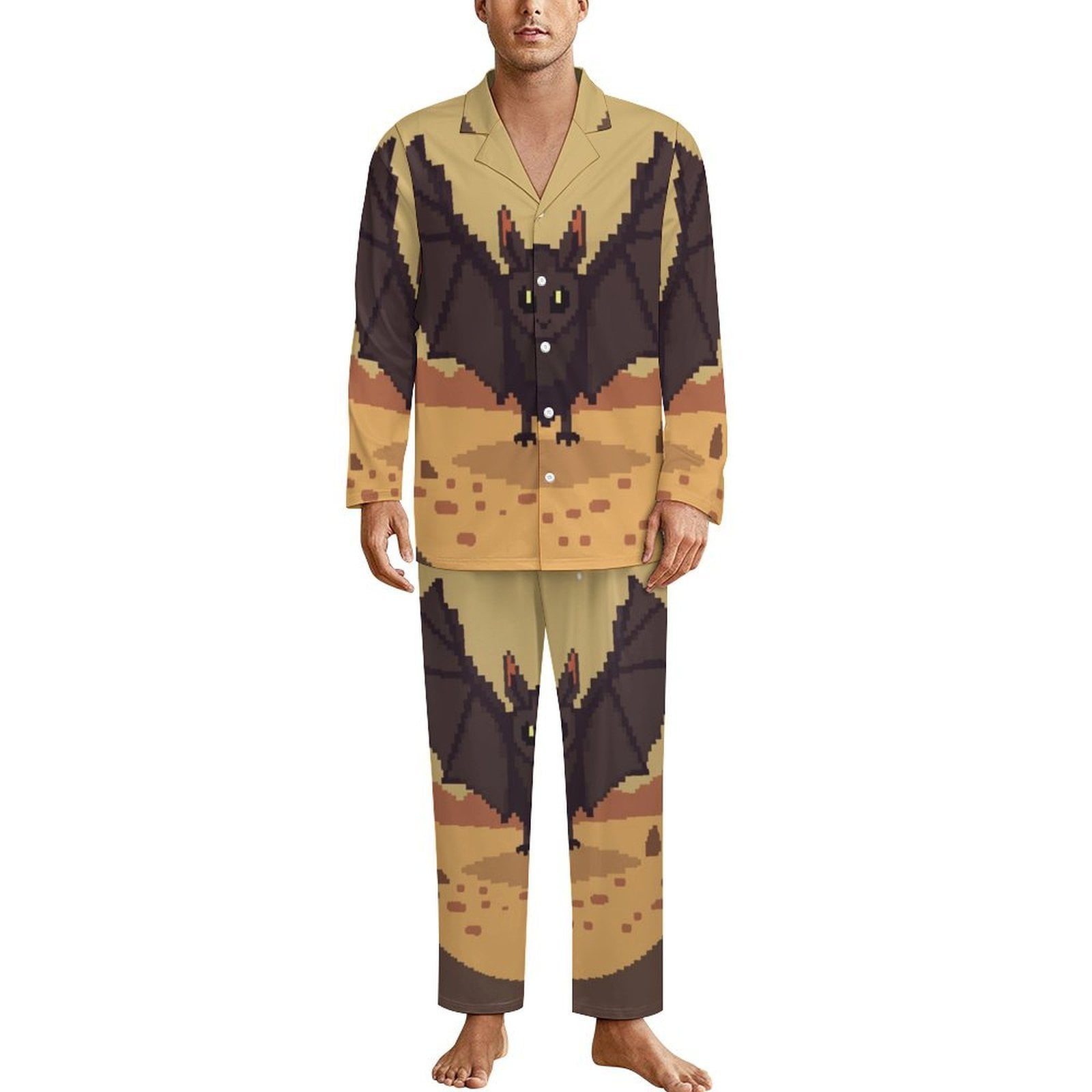 Bat Pajama Set Autumn Soft Home Sleepwear Man 2 Piece Oversize Home ...