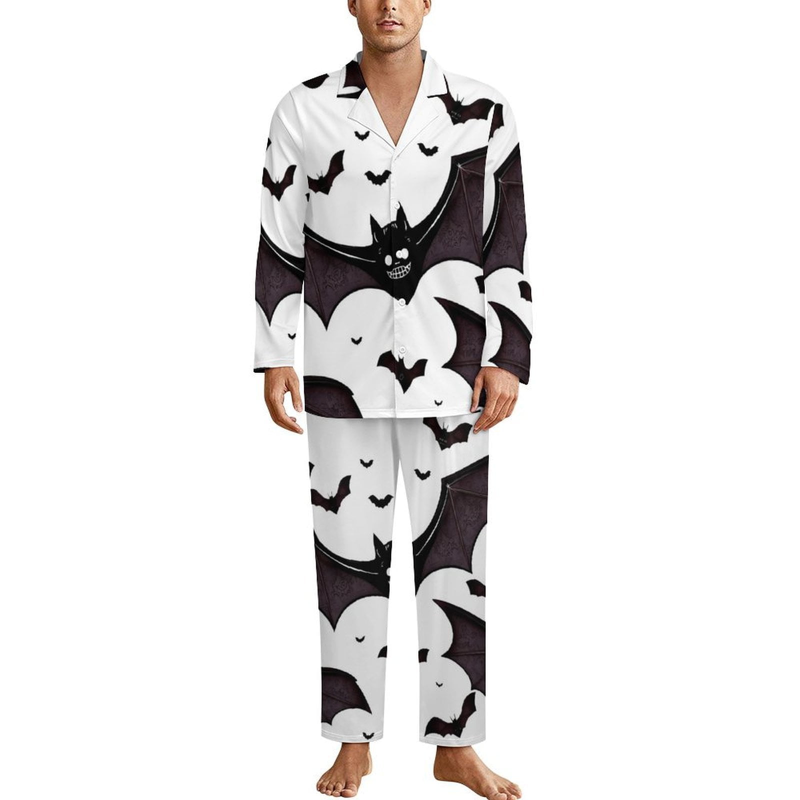 Bat Pajama Set Autumn Soft Home Sleepwear Man 2 Piece Oversize Home ...