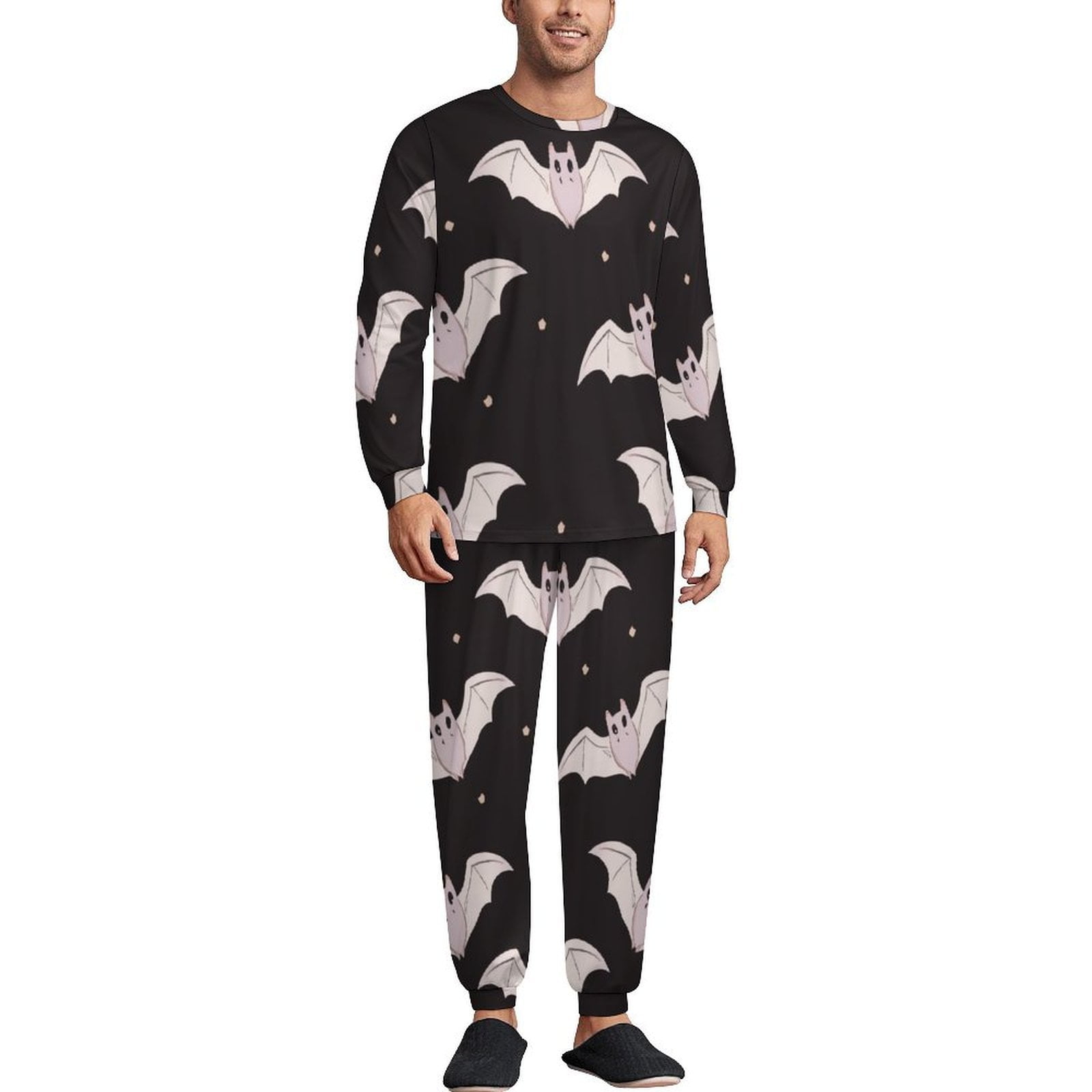 Bat Pajamas Men Long Sleeves Pajama Sets 2 Pieces Autumn Nightwear ...