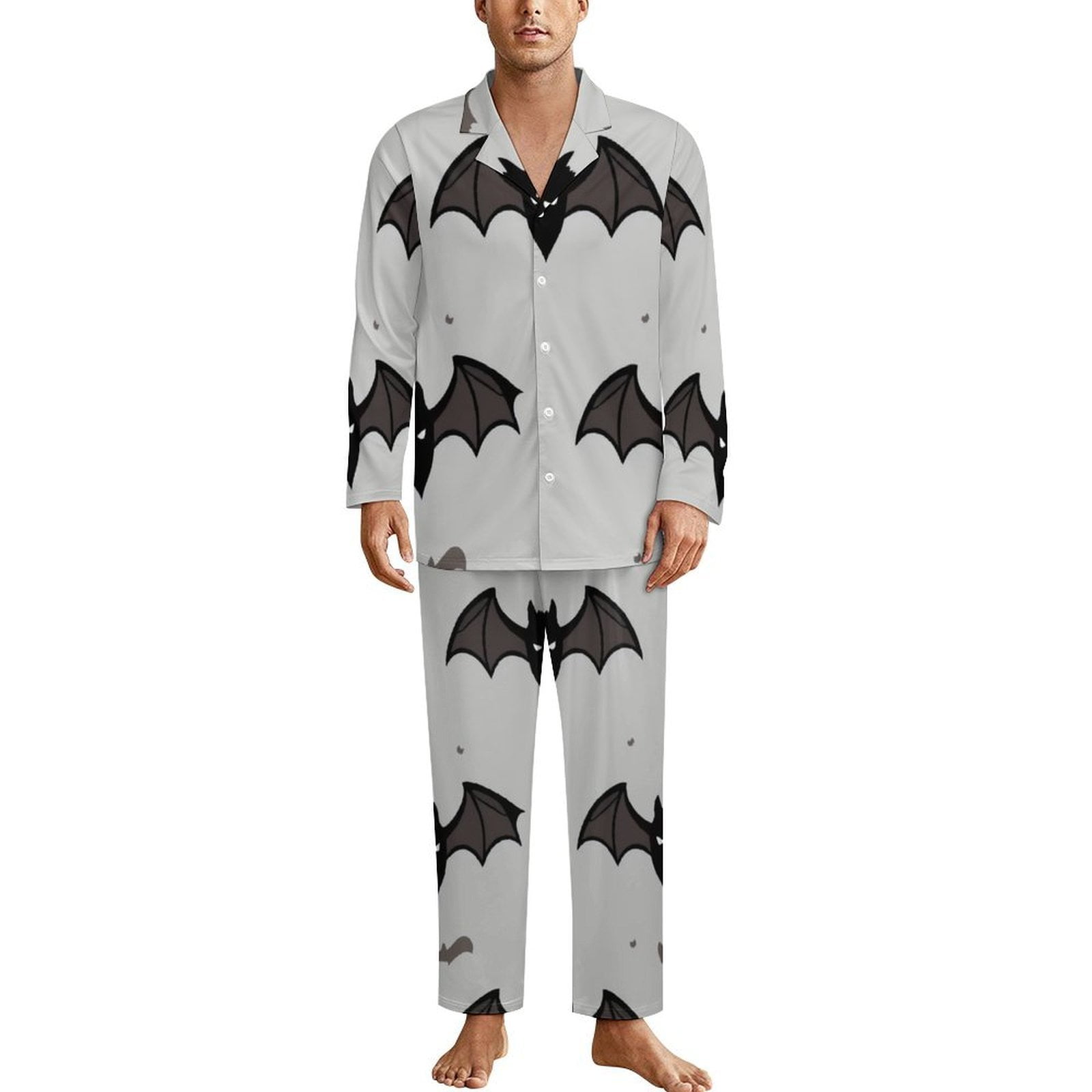Bat Pajamas Men Sleep Sleepwear Spring 2 Piece Casual Oversize Pajamas ...