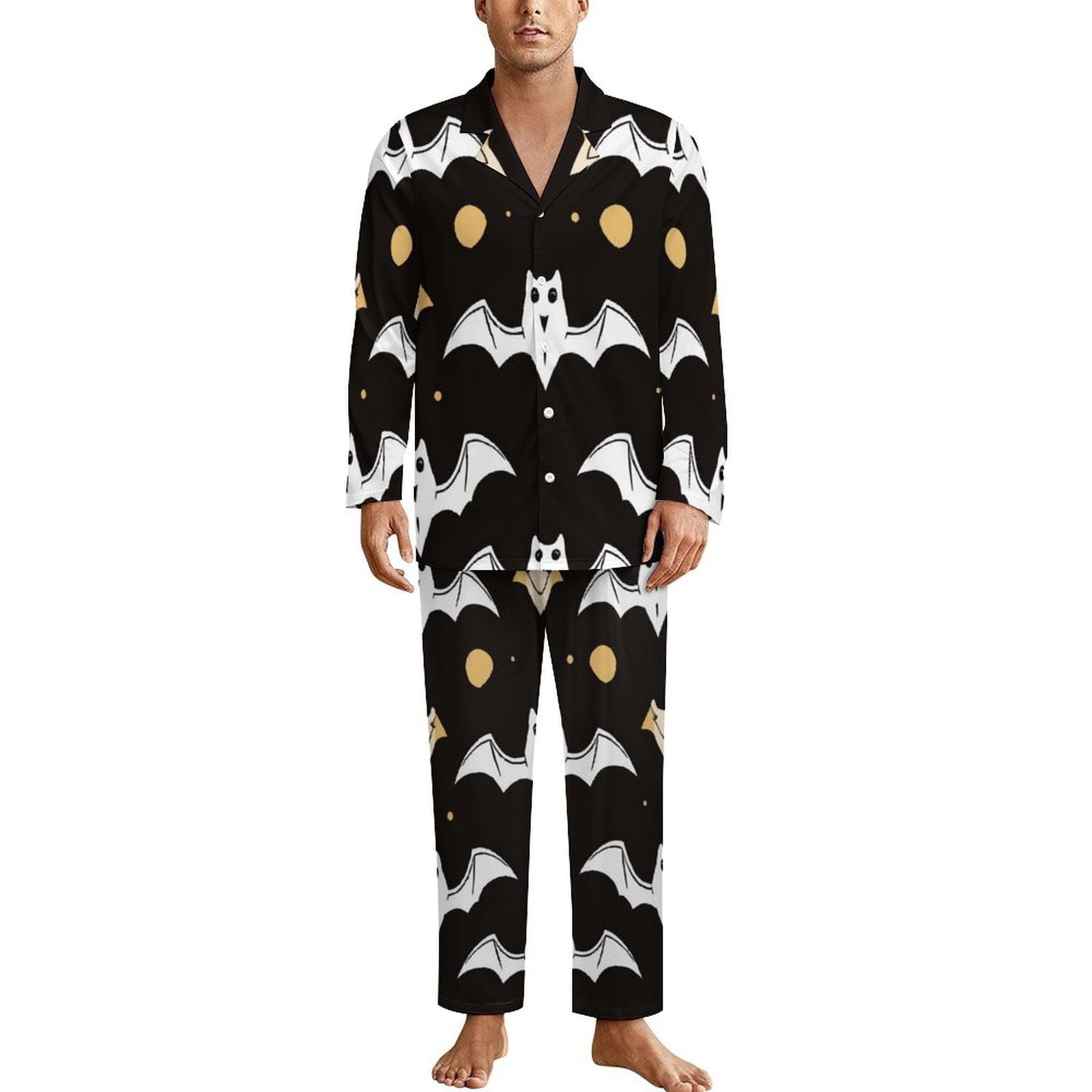 Bat Pajamas Men Sleep Sleepwear Spring 2 Piece Casual Oversize Pajamas ...