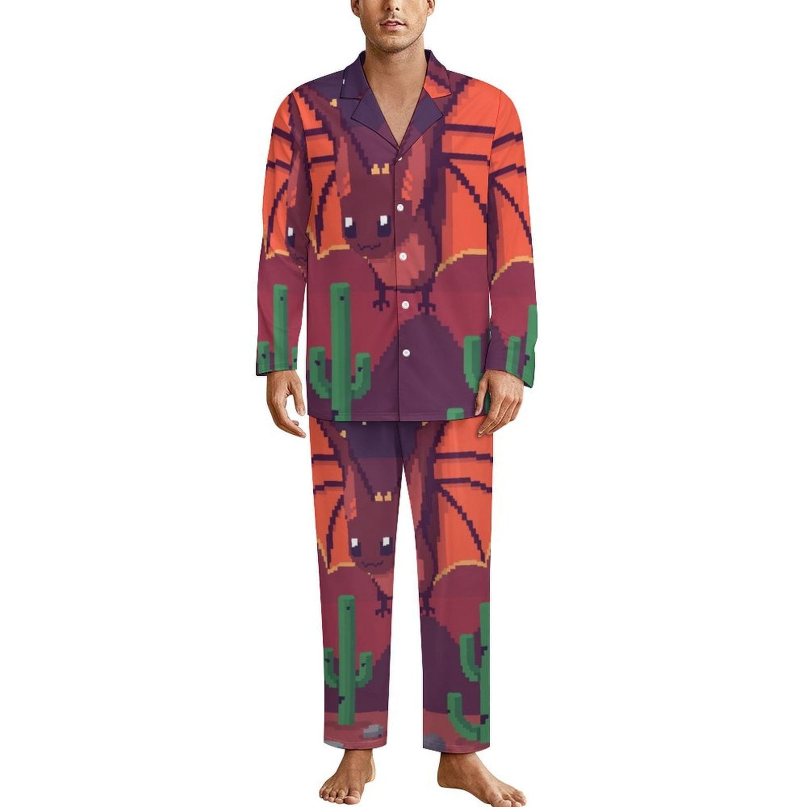 Bat Pajamas Men Sleep Sleepwear Spring 2 Piece Casual Oversize Pajamas ...