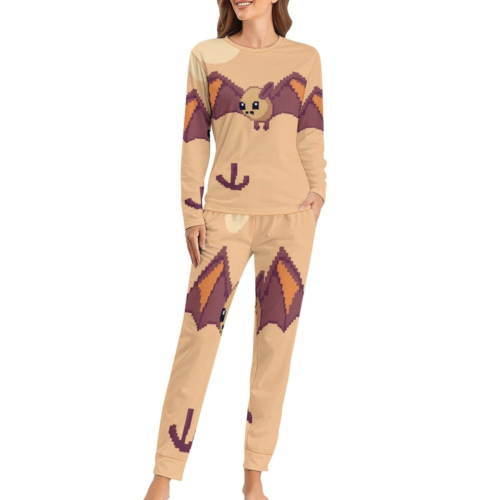 Bat Pajamas Woman Long Sleeves Cute Pajama Sets Two Piece Sleepwear ...