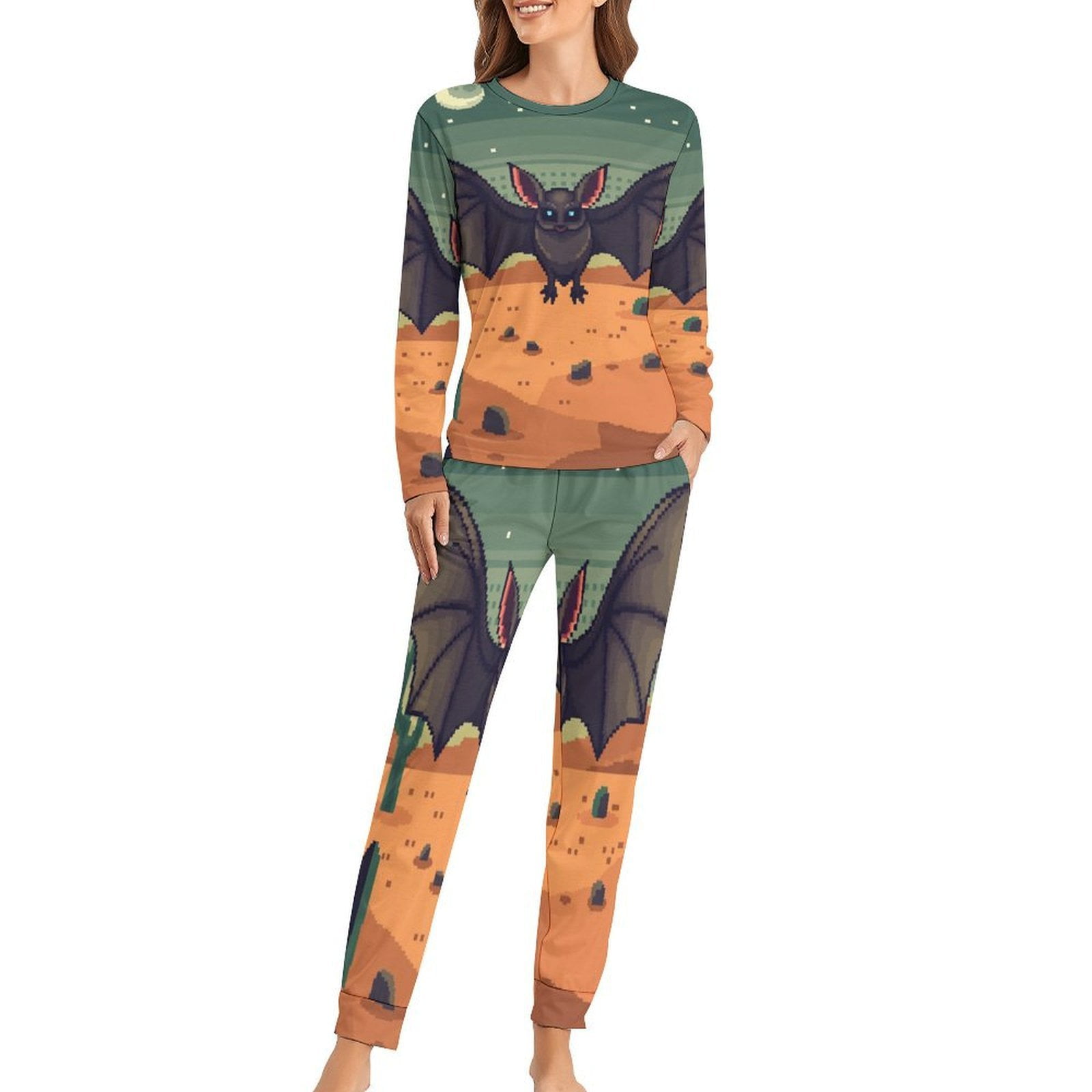 Bat Pajamas Woman Nightwear Long Sleeve Two Piece Pajamas Set - Walmart.com