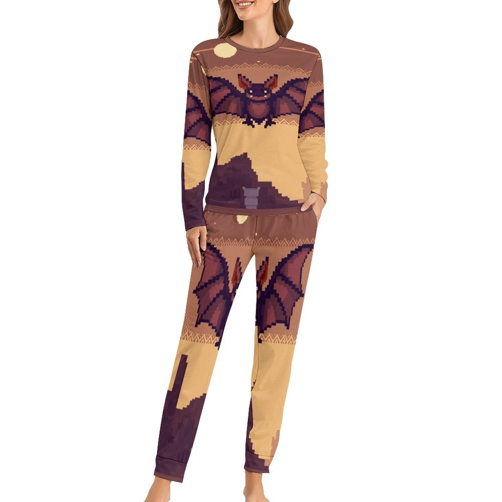 Bat Pajamas Woman Two Piece Design Long Sleeves Oversize Pajama Sets ...