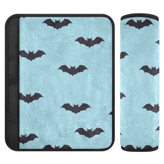 Bat Pattern Blue Car Seat Belt Covers 2 Pack Soft Flannel Padded ...