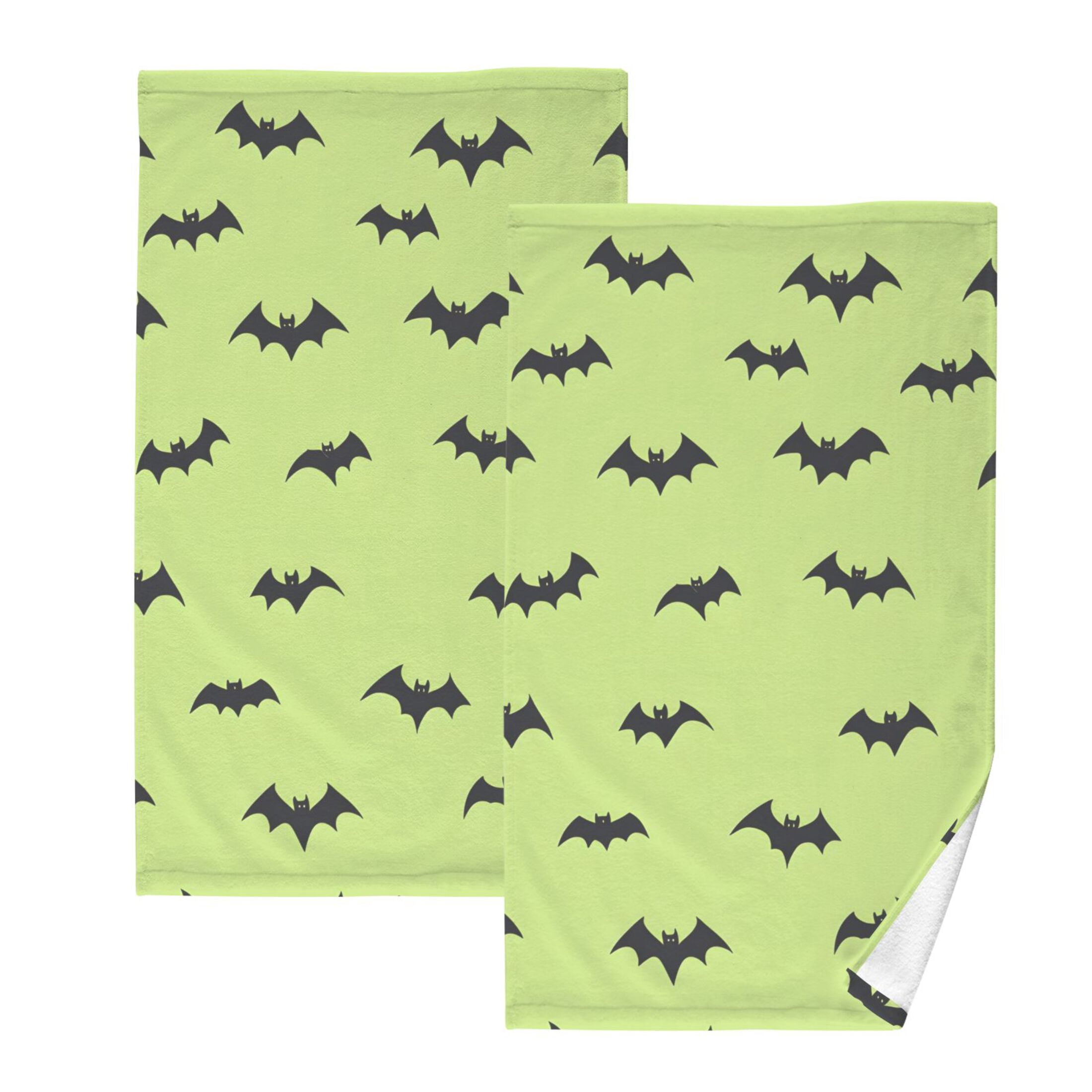 Bat Pattern Cotton Towel Set Face Hand Towels 2 Pack Soft Absorbent ...