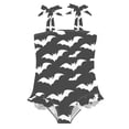 Bat Pattern Girls' One-Piece Swimsuit Bowknot Tie Shoulder Ruffled ...