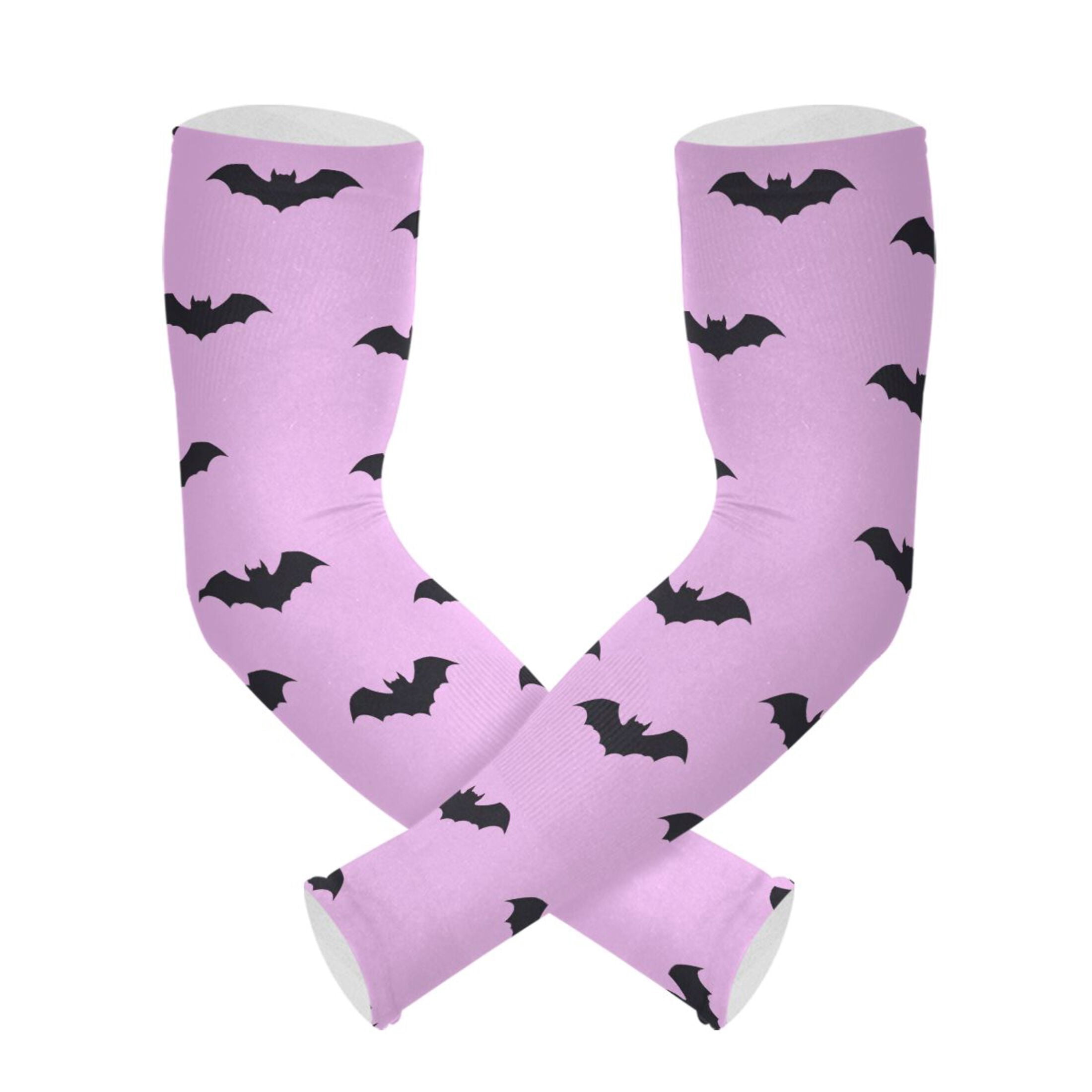 Bat Pattern Pink UV Protection Cooling Arm Sleeves, Compression Sun ...