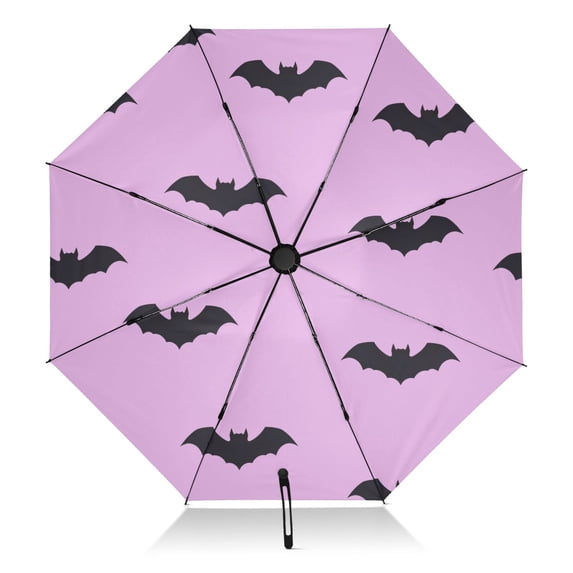 Bat Pattern Pink Umbrella Folding Sun Umbrella Travel Auto Open Close ...