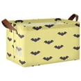 Bat Pattern Yellow Collapsible Storage Bin Open Home Shelf Basket Water ...