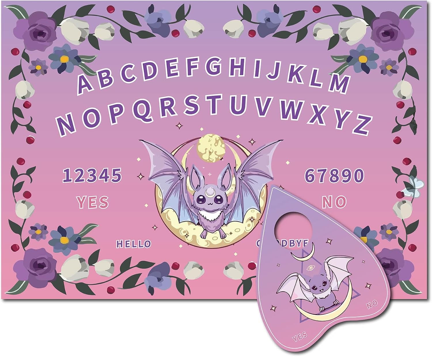 Bat Pendulum Board Wooden Spirit Board Purple Dowsing Divination Kit ...