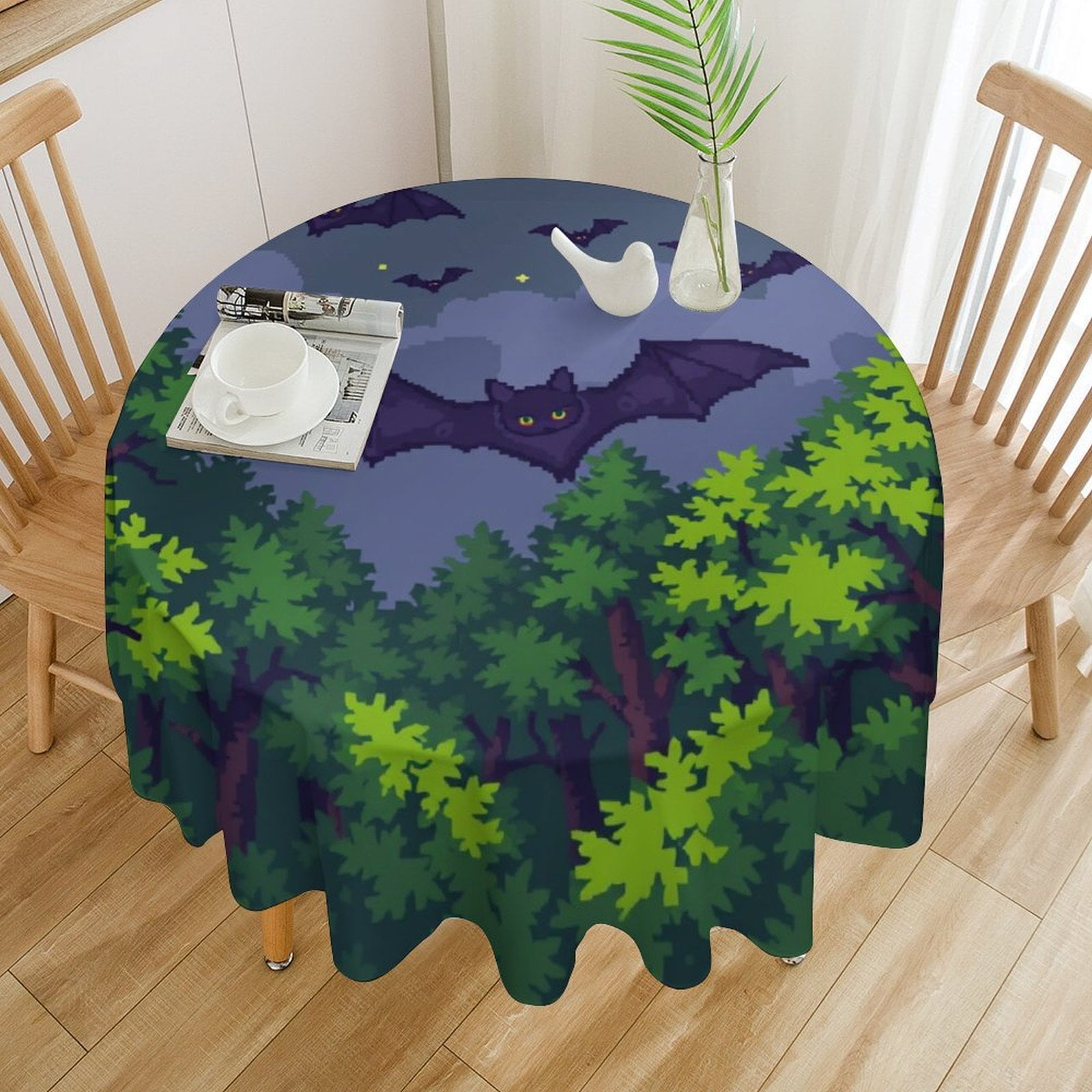 Bat Polyester Round Waterproof Cover Table Decor Restaurant Decoration ...