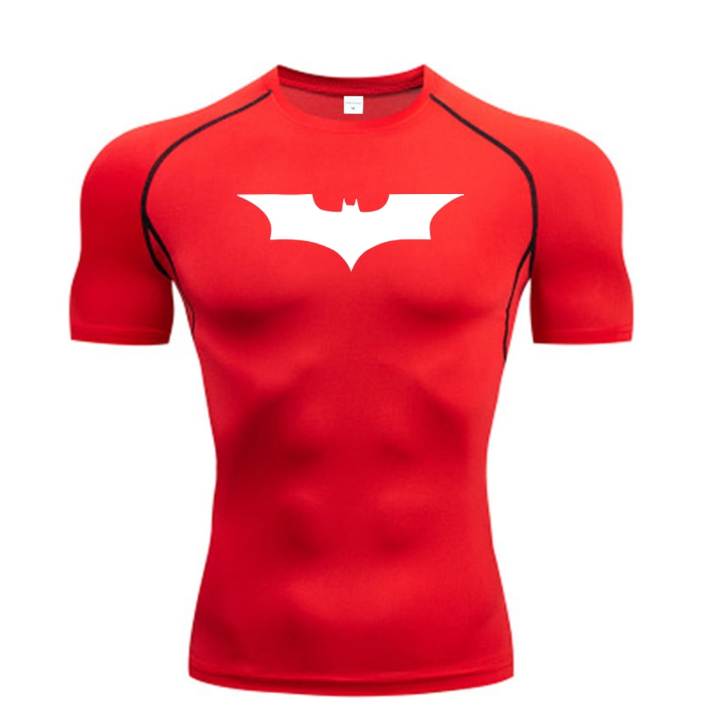 Bat Printed Men's Tight T-Shirt Running Compression Compression T Shirt ...