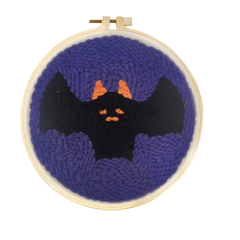 Bat Punch Needle Kits Adults Beginner, Handcraft DIY Craft Hoop Kit ...