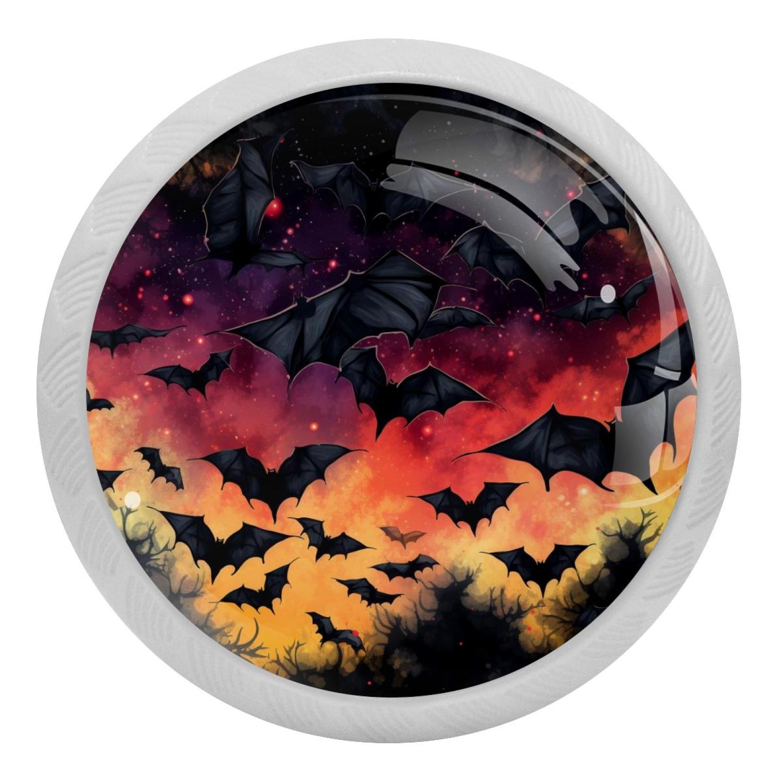 Bat Round Glow-in-the-Dark Cabinet Knobs with Screws - 4 Pack ...