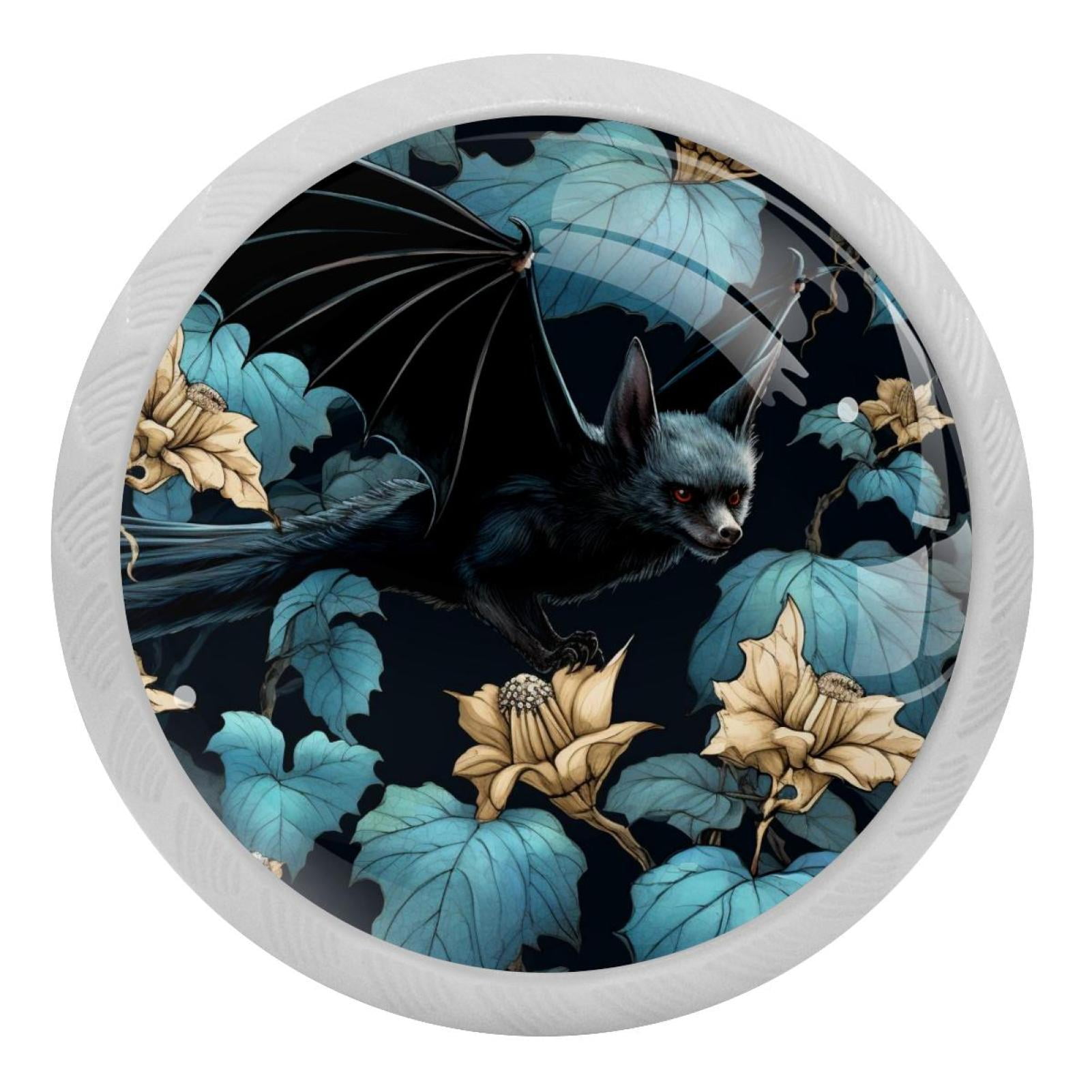 Bat Round Glow-in-the-Dark Cabinet Knobs with Screws - 4 Pack ...