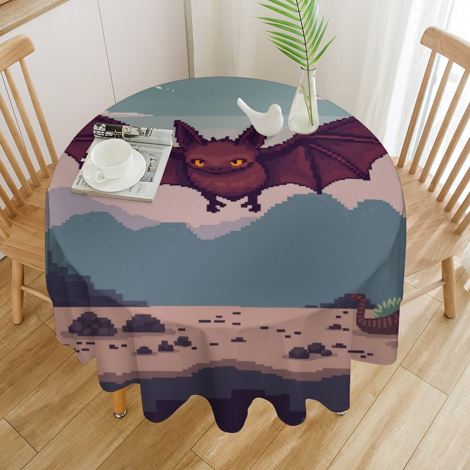 Bat Round Tablecloths Circular Table Cover Washable Polyester For BBQ ...