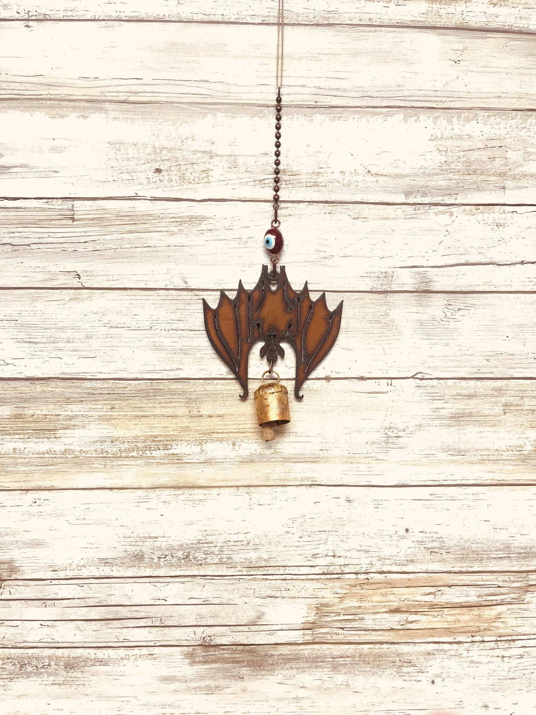 Bat Rustic Metal Garden Chime Bell Rusty Metal Garden Decor - Walmart.com