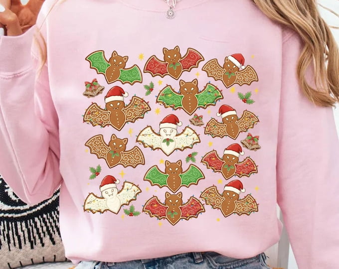 Bat Shirt, Cute Santa Hat Bat Watercolor Swearshirt, , Spooky Clip Art ...