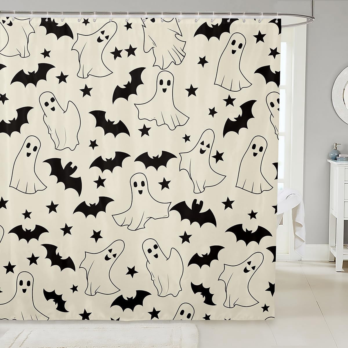 Bat Shower Curtain for Bathroom Decor 72"x72" Boys Girls Ghost Bath ...