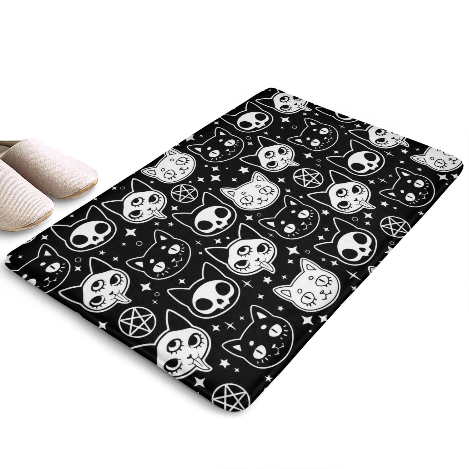 Bat Silhouette Halloween Pattern Flannel Non Slip Door Rugs,Washable ...