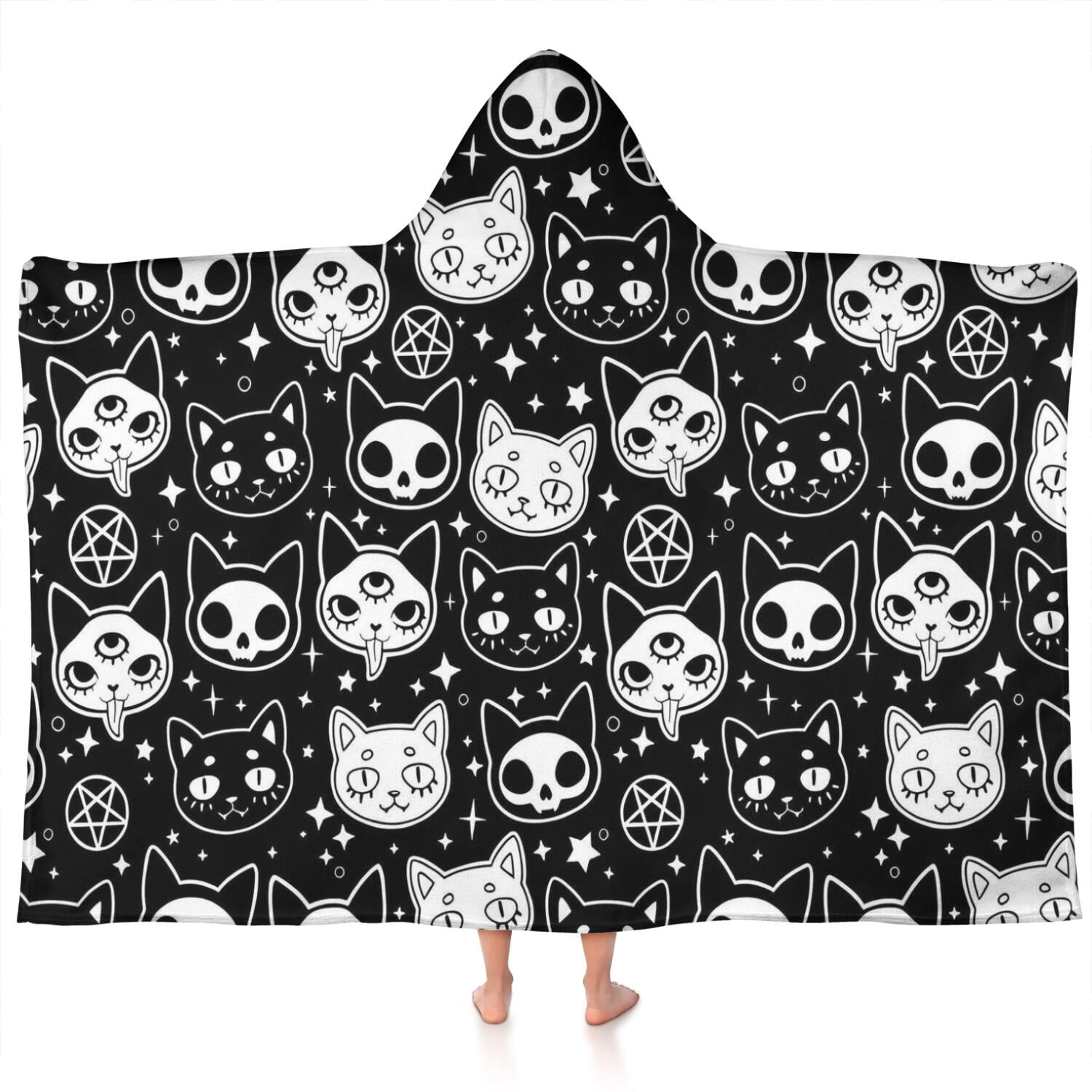 Bat Silhouette Halloween Pattern Hooded Bath Towel，60"x35" for Ages 3 ...