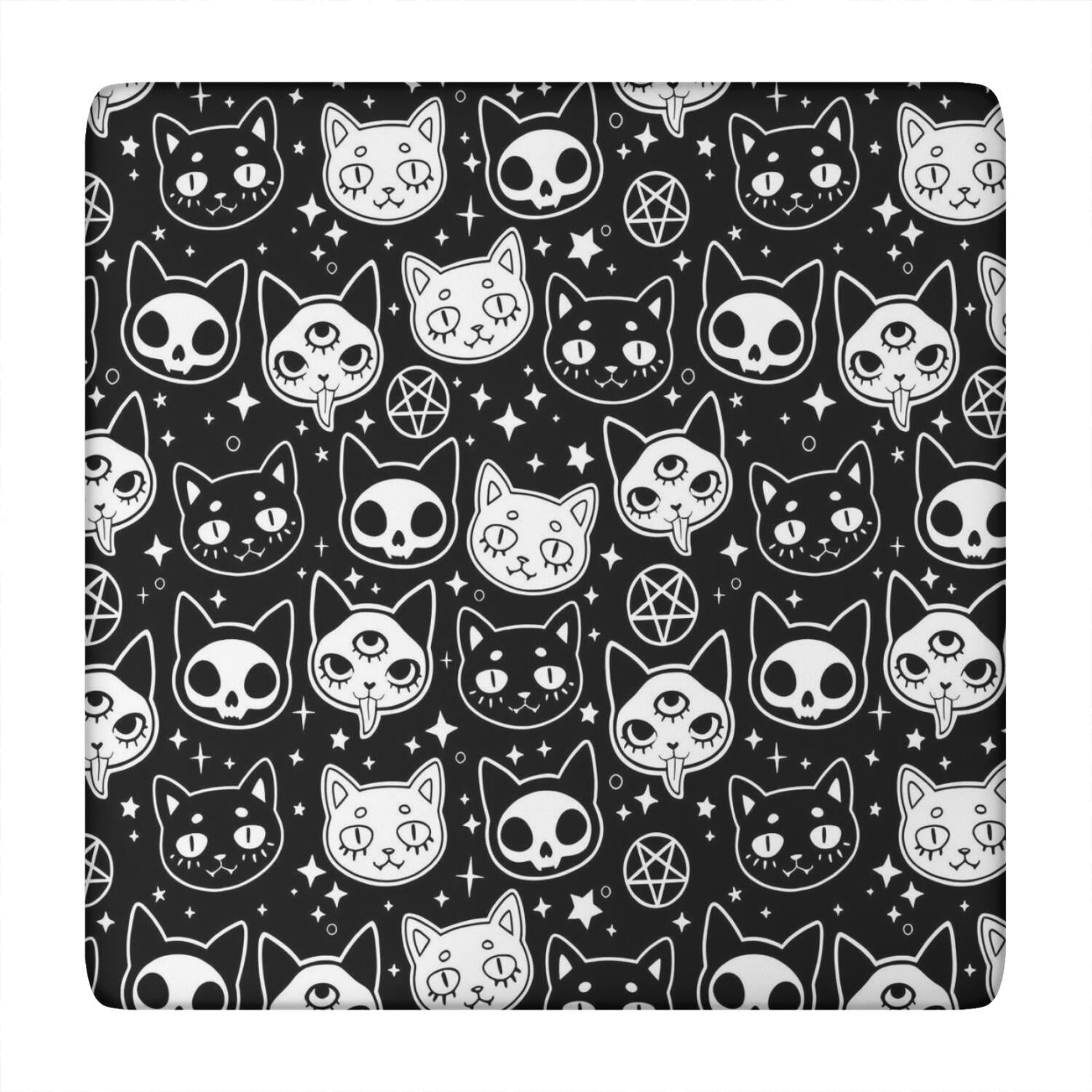 Bat Silhouette Halloween Pattern Square Fitted Tablecloth with Elastic ...