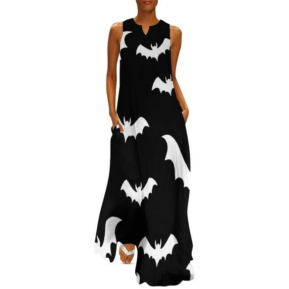 Bat Silhouette Pattern Long Dress Women's summer dress women's evening ...