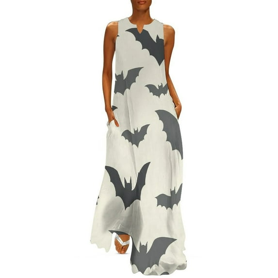 Bat Silhouette Pattern Long Dress Women's summer dress women's evening ...